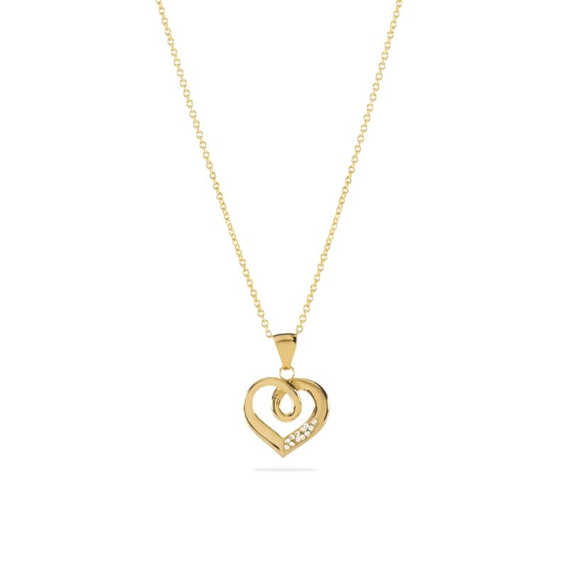 Fabiani necklace in silver with heart pendant in 18Kt yellow gold and ...
