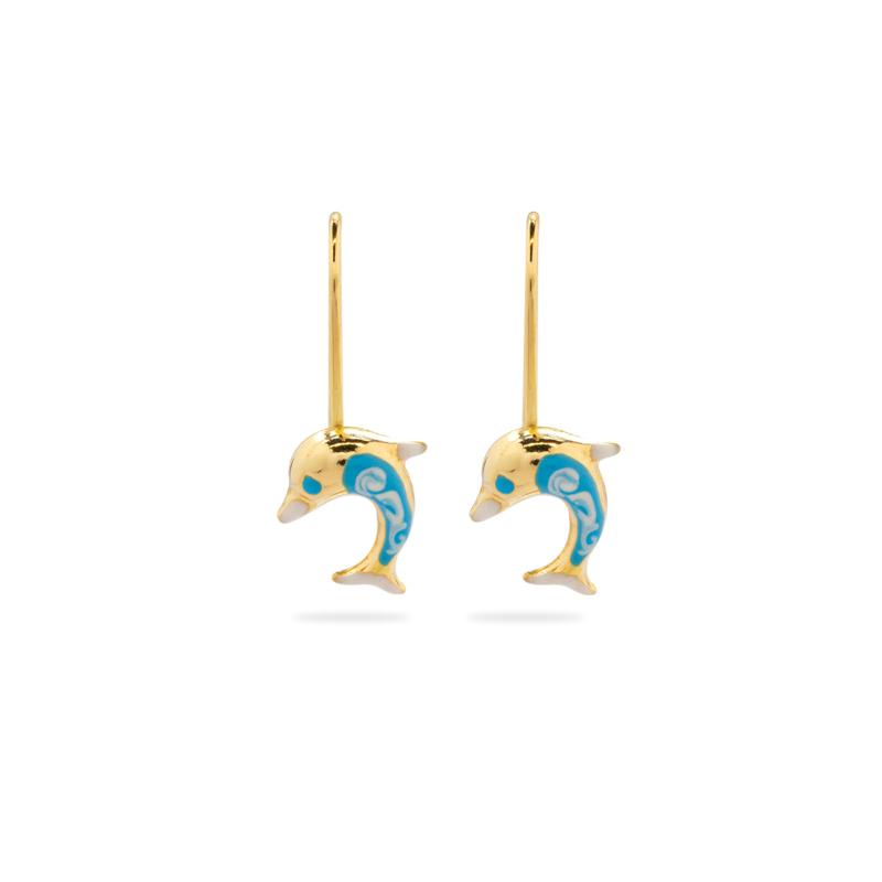 Fabiani earrings with dolphins in 18Kt yellow gold and enamel – Fabiani ...
