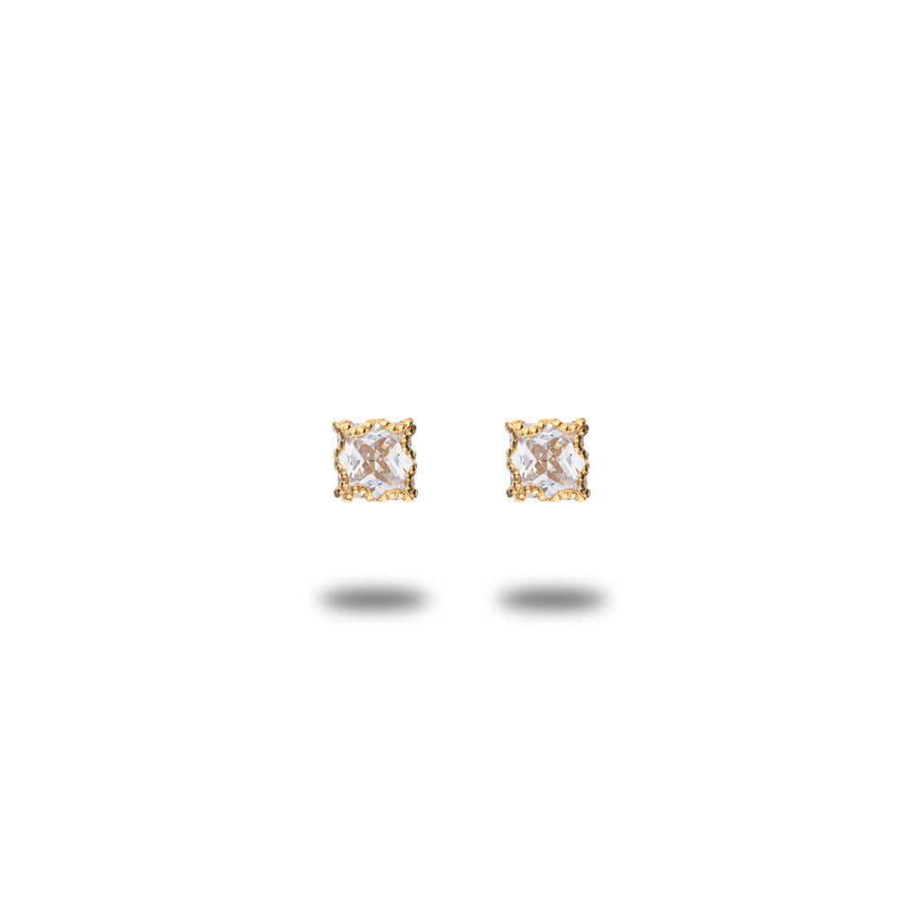 Fabiani square earrings with white stone in 9Kt yellow gold – Fabiani ...