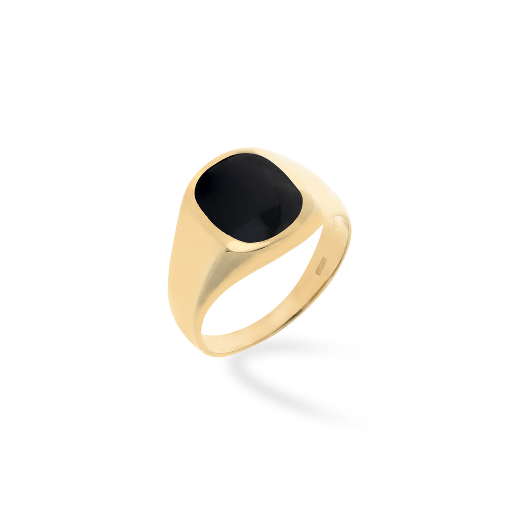 Anello Fabiani chevalier con onice nero centrale - Fabiani Gioiellerie