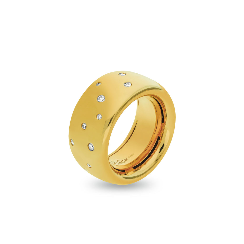 Fabiani 18Kt yellow gold band ring with diamonds – Fabiani Gioiellerie